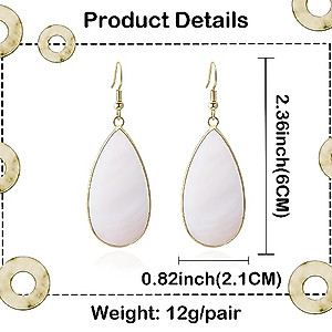 XGALBLA Natural Crystal Healing Birth Stone Drop Earrings Statement White Teardrop Quartz Dangle Earrings for Women Gold Fashion Jewelry