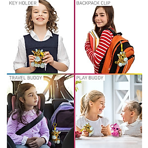 Puzzled DolliBu Big Eye Giraffe Plush Keychain - Stuffed Giraffe Keychain, Fluffy Plush Keychains for Backpack, Purse, Wallet, or Bag, Cute Zoo Party favors Keychain Charm for Kids and Adults - 6 Inch