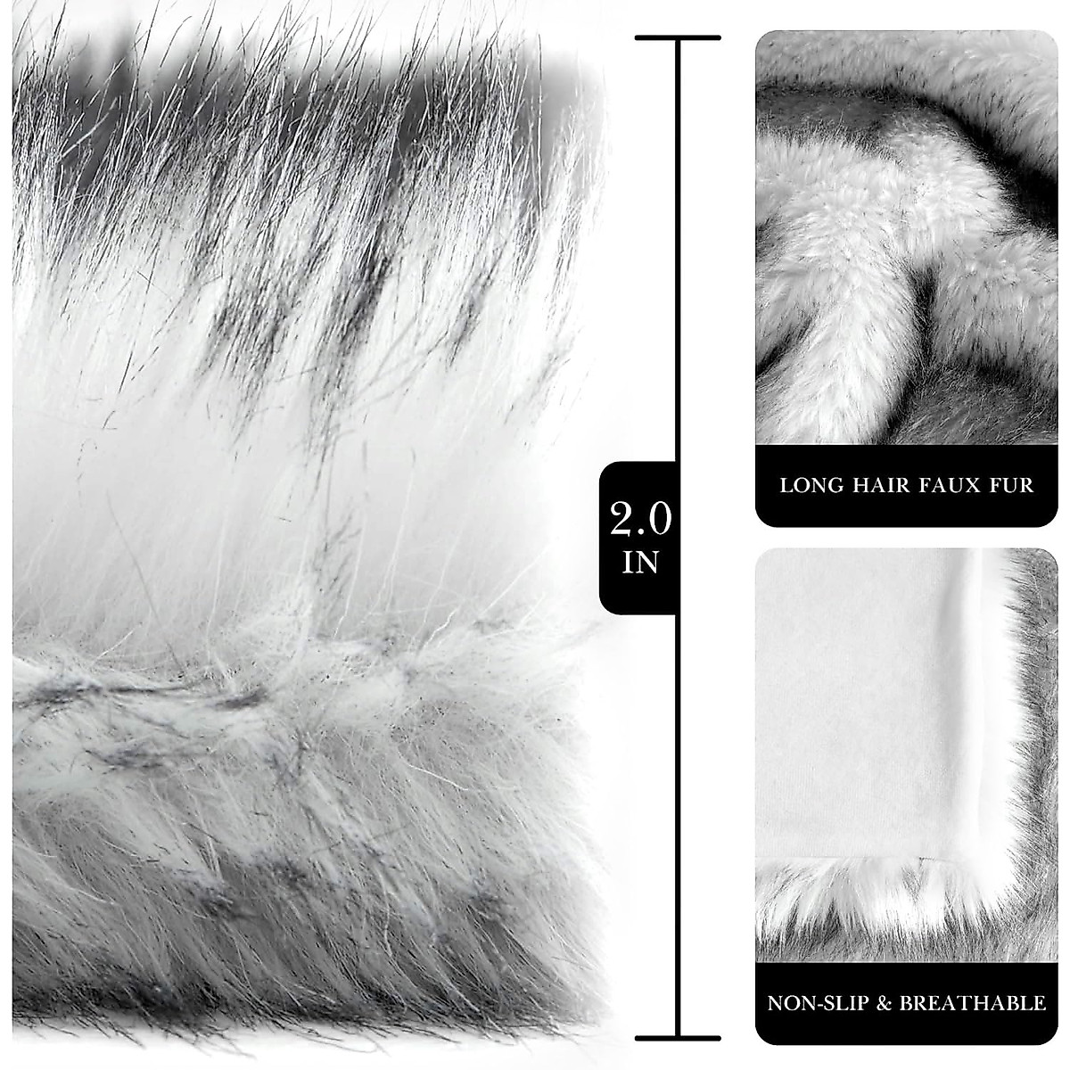 Hyde Lane Long Pile Faux Fur Throw Blanket, Luxury Fluffy with Black Tipped Throws for Home Couch Sofa Decor, Fuzzy Plush Blankets for Women, Direwolf (50x60)