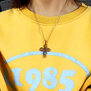 Uloveido 1PC Rose Gold Plated Stainless Steel Initial Good God Cross Pendant Necklace Special Christian Jewelry Gifts (Rose gold)