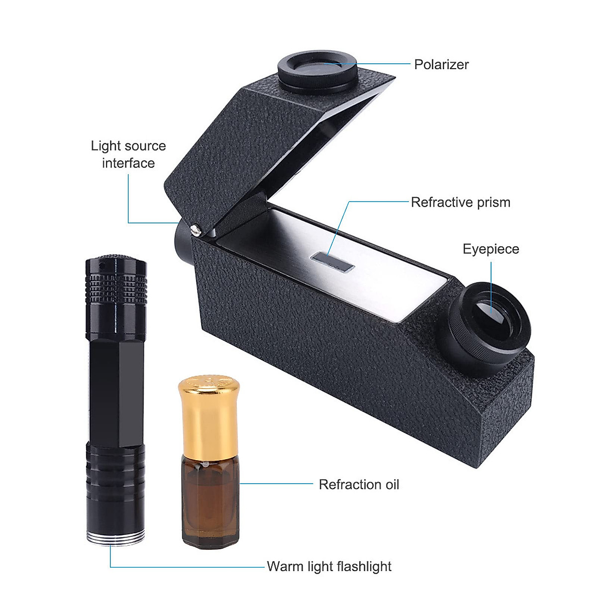 Yosoo Jewelry Refractometer, Portable Lightweight Refractometer 1.30 to 1.81 Quick Identification for Gemologists Travel