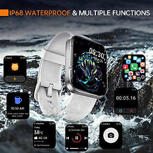 aeac Smart Watch for Women/Men, Fitness Watch, Alexa Built-in & Stable Bluetooth Call, with Heart Rate/SpO2/Sleep Monitor, 100 Sports, IP68 Waterproof Smartwatches for iOS Android