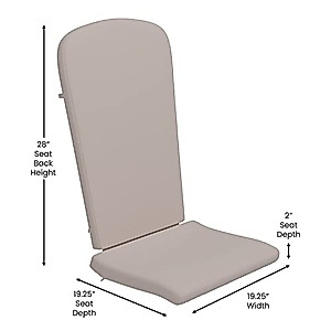 Flash Furniture Charlestown Set of 2 All Weather Indoor/Outdoor High Back Adirondack Chair, Patio Furniture Replacement Cushions, Cream