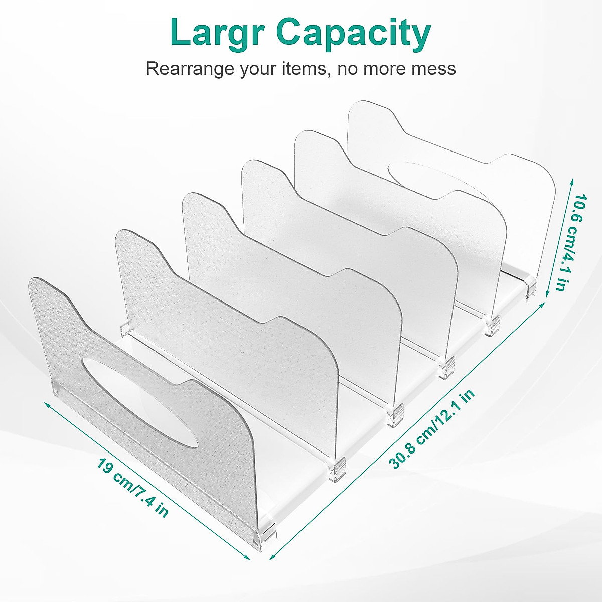 VANSHINIEER Freezer Organizer Bins, 12" Freezer Rack Fridge Organizer with Adjustable Dividers and Handles for Frozen Food Box and Meal Storage, BPA-Free Refrigerator Organization and Storage
