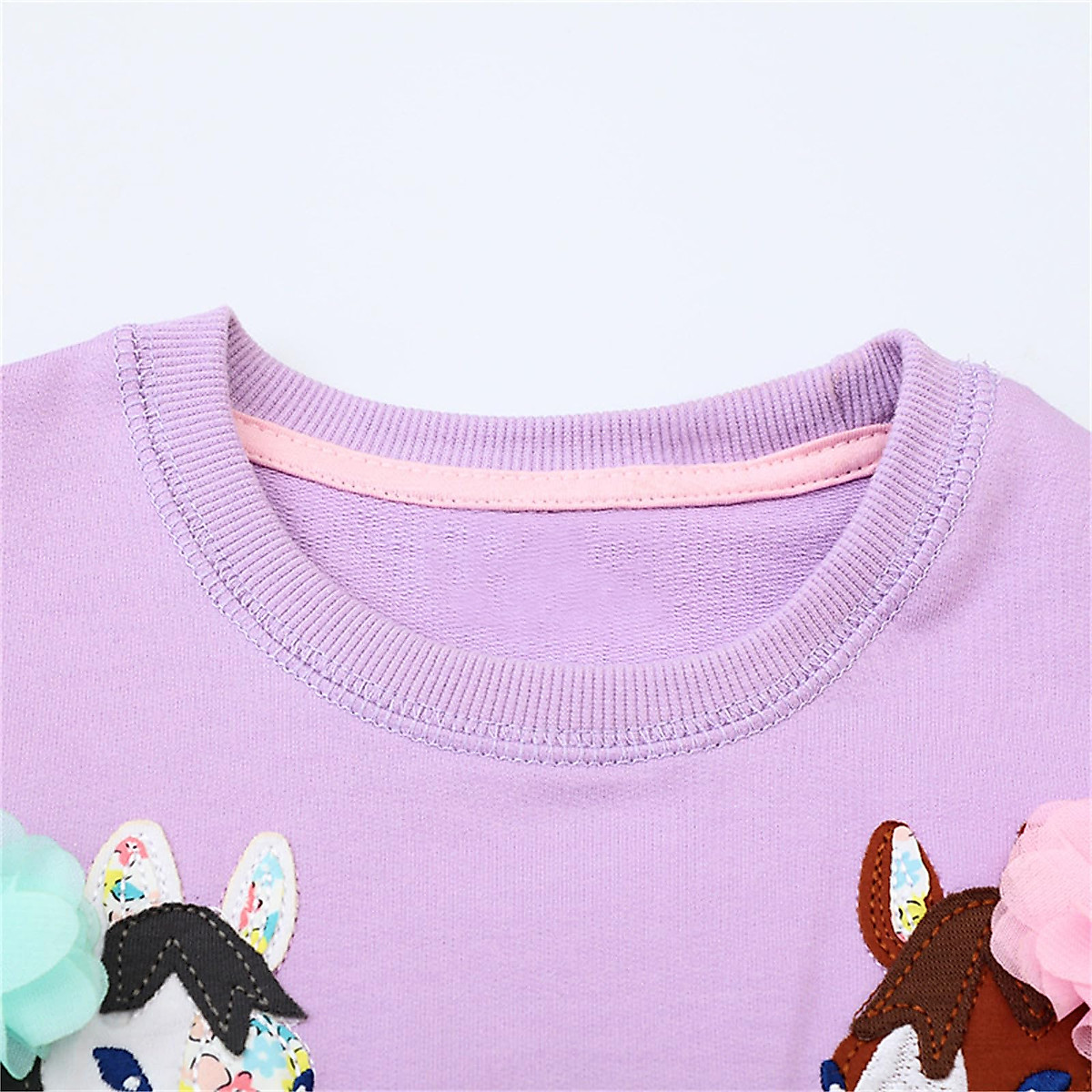 HILEELANG Kids Girl Sweatshirts Purple Unicorn Applique Cotton Casual Long Sleeve Tops Christmas Sweater Shirts 4T