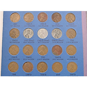 Lincoln Cents Varies 1941 to 1958-D Lincoln Wheat Cents in Whitman Folder Average Circulated Various Grades