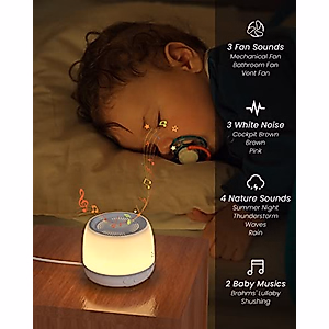 Somezeds Sound Machine with Nursery Night Light, Adult Kids Baby Sleep Sound Machine, White Noise Machine, Perfect for Home, Office, Travel, with 12 Soothing Sounds