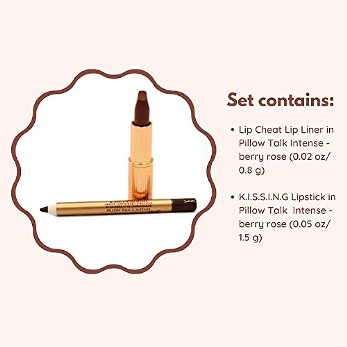 CHARLOTTE TILBURY Mini Pillow Talk Duo Lip Kit Pillow Talk Intense - Travel Size Lip Makeup Set, Mini Lip Cheat Lip Liner and Mini Matte Revolution Lipstick, Long Lasting