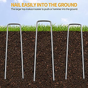WAENLIR 6 inch Garden Staples Galvanized Landscape Stakes 11 Gauge, Heavy Duty Fence Stakes Sod Pins for Securing Weed Fabric Barrier,Ground Cover, Artificial Turf,Dog Fence
