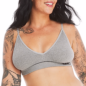 Hanes Women's Originals Seamless Triangle Bralette, Soft Ribbed Bra, ComfortFlex Fit, Heritage Grey Marle, Large