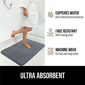 Gorilla Grip Thick Memory Foam Bath Rugs, Soft Absorbent Velvet Bathroom Mats, Durable Dots on Underside, Machine Washable Bathmat, Carpet Rug Room Decor for Shower Floor, 30x20 Mat, Graphite