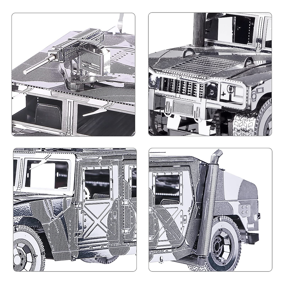 Piececool 3D Metal Puzzle Car Model Kits, American Hummer H1 Military Vehicle Models Kit, Brain Teaser DIY Metal Model Building Kits for Adults Teens Stress Relief, Best Gifts for Dad, 78Pcs