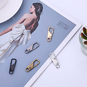 Zipper Pull Tab Kit Zipper Pull Replacement,Metal Zipper Pulls for Purses,Handbags,Luggage,Backpacks,Coats,Detachable Zipper for Sewing,with Small Storage Box(10+1 Pcs,Black,Silver,Gold,Bronze,Grey)