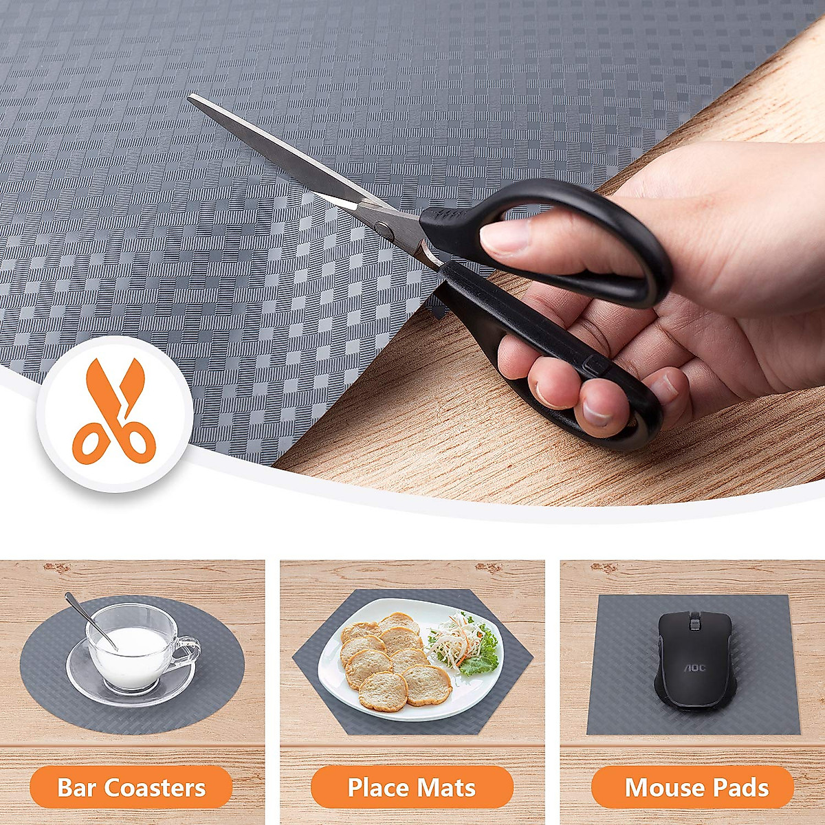 StaHom Shelf Liners for Kitchen Cabinets Refrigerator Liners Waterproof & Oil-Proof Kitchen Cupboard Liner Non-Slip Drawer Mats EVA Non Adhesive Fridge Liner for Shelves - Gray 11.8 x 236.2 Inches