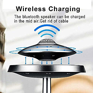 Levitating Floating Speaker, Magnetic UFO Bluetooth Speaker V4.0 , LED Lamp Bluetooth Speaker with 5W Stereo Sound , Wireless Charge, 360 Degree Rotation , for Home /Office Decor ,Unique Gifts(Grey)