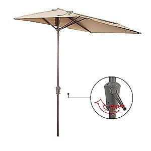 COBANA 7.5’by 4’Half Rectangular Outdoor Patio Umbrella for Patio, Balcony, Garden, Deck, Beige