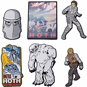STAR WARS Hoth Metal-Based and Enamel 6 Lapel Pin Set with Officially Licensed 16cm Circular Window Box with Collapsible Kick Stand. (Amazon Exclusive)