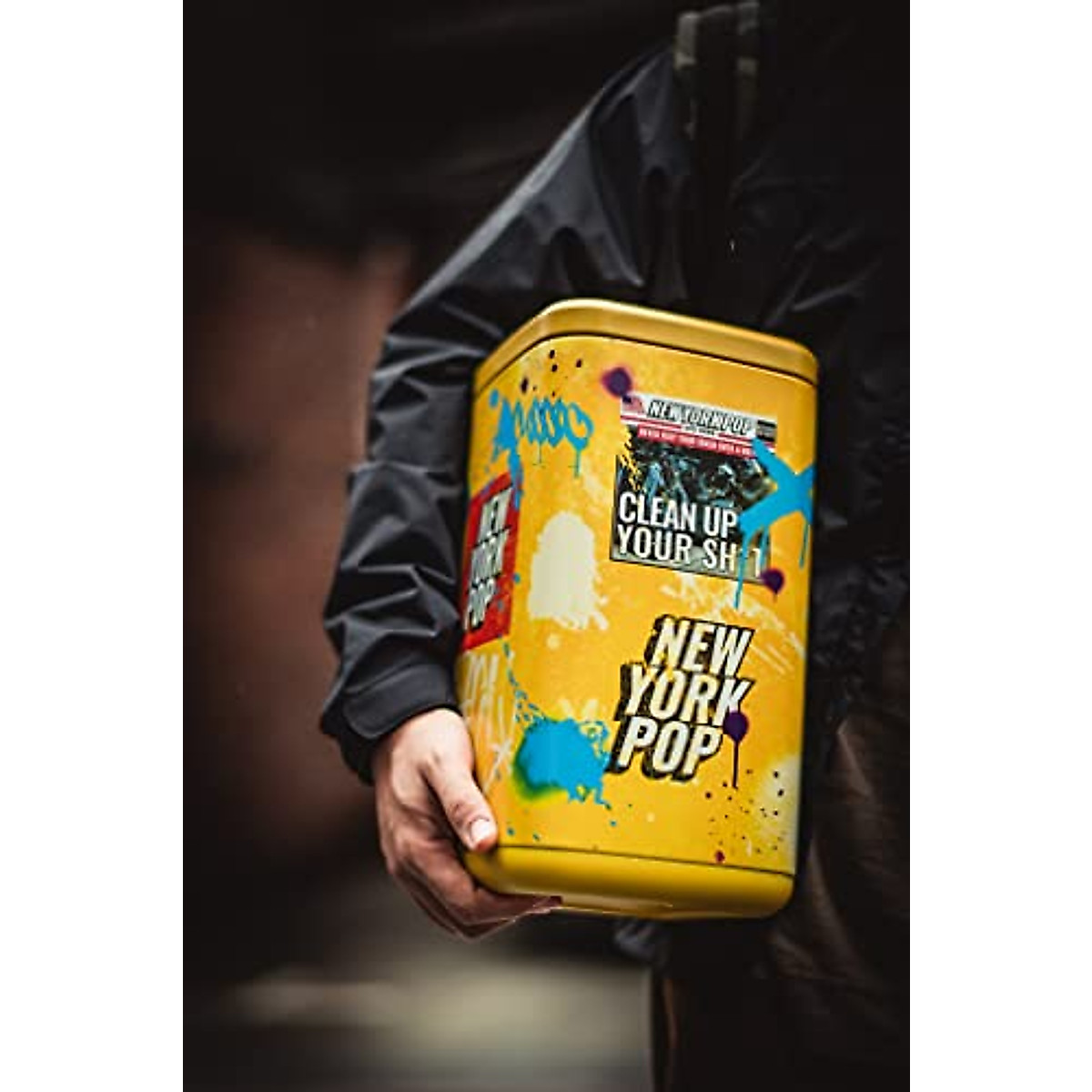 Cussso Decorative 1.8 Gallon Trash Can Waste Bin for Home, Office, Bathroom - Stylish Design Collector's BIN for Any Interior Décor (Yellow - New York Pop)