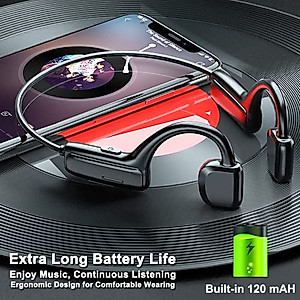 IHAO Open Ear Air Conduction Headset Wireless Bluetooth Sport Headphones with Mic Earphone Lightweight Painless Wearing Sweatproof Earpiece Stereo Earphone for Running Hiking Bicycling