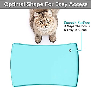 CatGuru Cat Food Mat, Small & Large Pet Food Mat, Waterproof Cat Mat for Food and Water, Silicone Pet Mat for Food, Non-Slip Pet Mats, Easy to Clean Cat Food Tray, Pet Bowl Mat (Small, Aruba)