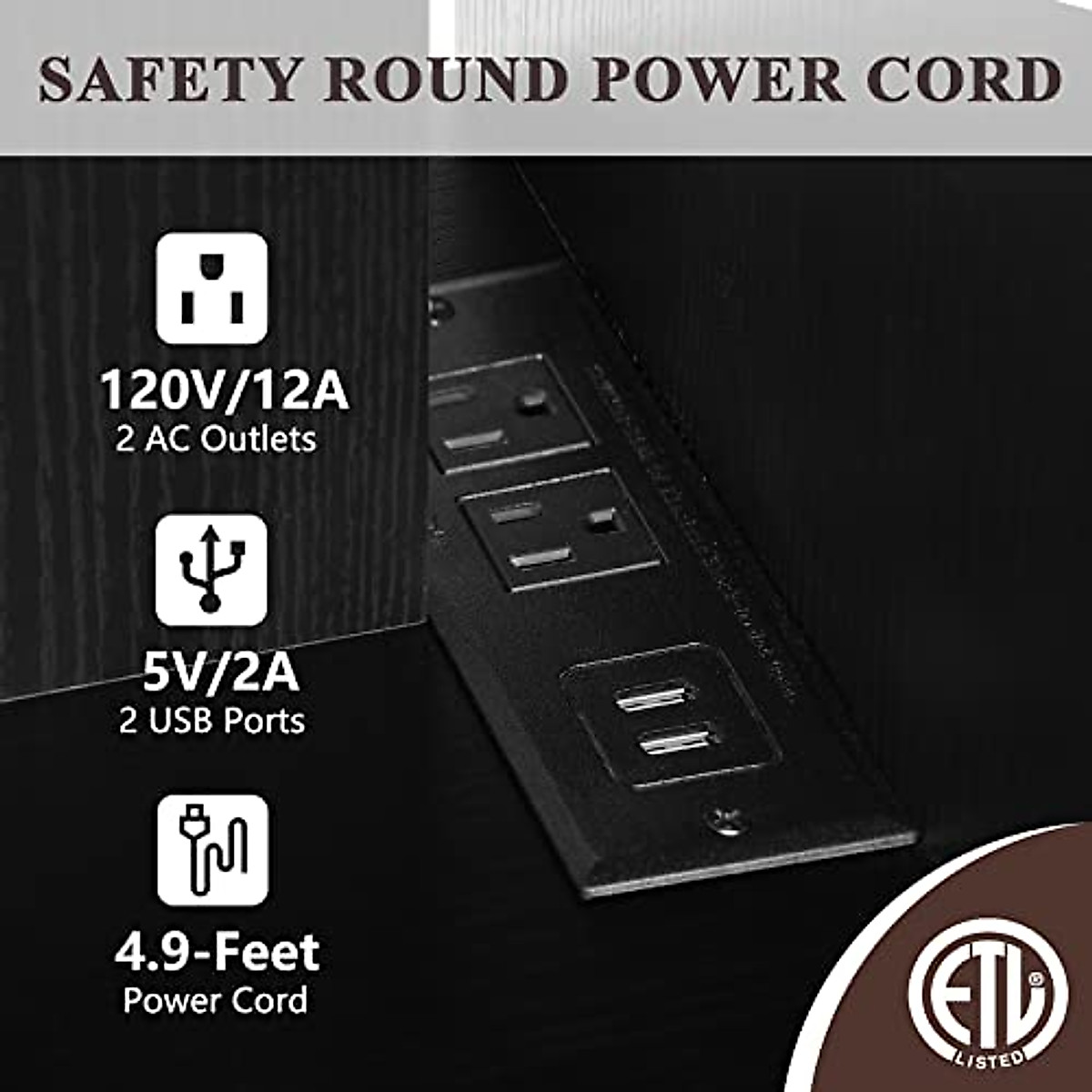 ZGREN End Table with Charging Station, Narrow Side Tables for Small Spaces with USB Ports and Outlets Rolling Bedside Nightstand Sofa Couch Side Slim Shelf Night Stand for Living Room, Bedroom, Black