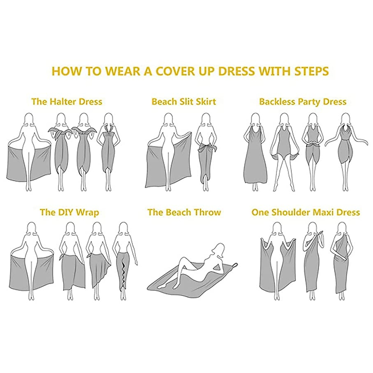 Fadalo Plus Size Spaghetti Strap Cover Up Beach Backless Wrap Long Dress (Black, xx_l)