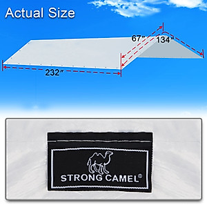 Strong Camel Carport Conopy Cover 10'x20' Replacement for Car Tent Outdoor Top Garage Shelter with Ball Bungees,Without Edge,White(Only Cover, Frame Not Included)