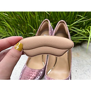 Heel Pads for Shoes That are Too Big - 4 Pairs Foamed Cotton Heel Cushions for Pain Relief & Tighter Fit - Heel Grips for Men Women's Shoes (Pale Apricot)
