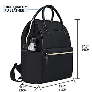 KROSER Laptop Backpack 17" Stylish Backpack Water Repellent College Casual Daypack with USB Port Travel Business Work Bag for Men/Women-Black