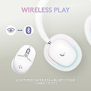 Logitech G735 Wireless Gaming Headset + G705 Mouse, Customizable LIGHTSYNC RGB Lighting, Lightspeed Wireless, Bluetooth, PC/Mac/Laptop - White Mist
