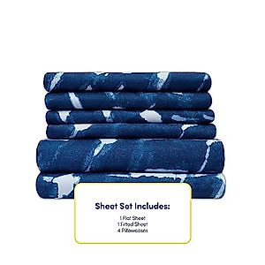 Queen Sheets Printed - 6 Piece 1500 Supreme Collection Fine Brushed Microfiber Deep Pocket Queen Sheet Set Bedding - 2 Extra Pillow Cases, Great Value, Queen, Monroe