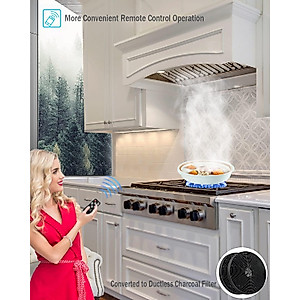 MCBON Range Hood Insert 30 inch,950 CFM Range Hood Insert,Remote Control Insert Range Hood,4-Speed Vent Hood Insert, Heat Sensor&Touch Panel,Ducted/Ductless Hood Range Insert,Stainless Steel,AE88-30-1