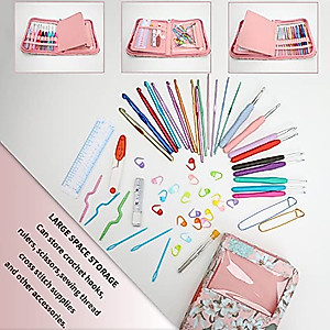 QZLKNIT Clear Crochet Hook Case, Portable Organizer Bag for Crochet Needles and Other Knitting Accessories, Easy to Carry for Crochet Beginners and Knitting Lovers(Only Bag)