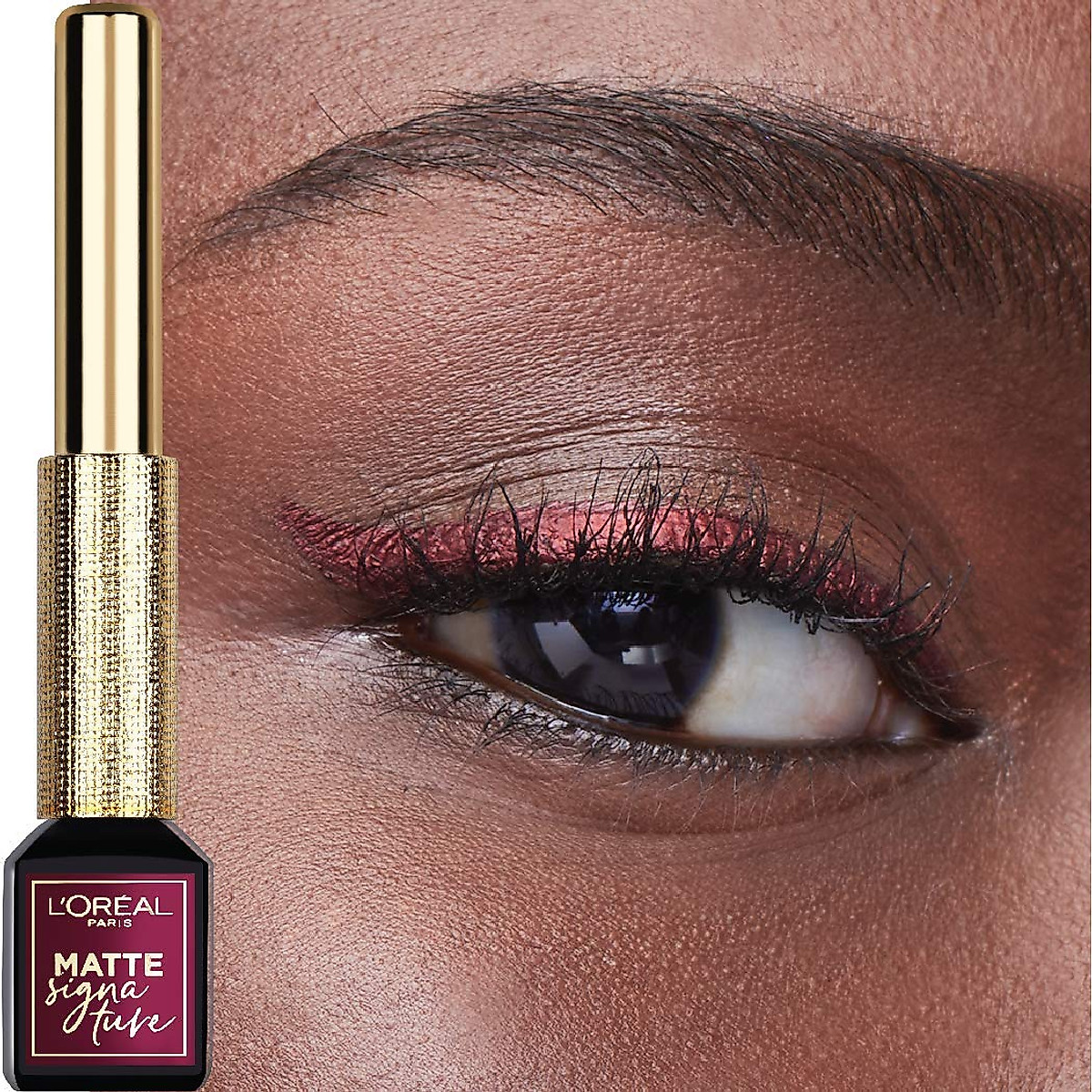 L’Oréal Paris Makeup Matte Signature Liquid Dip Eyeliner, Waterproof, Precise and Easy Application, All Day Wear, Vivid Matte Finish, Burgundy, 0.07 fl; Oz.