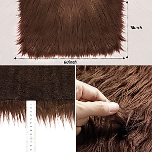 Tatuo Faux Fur Fabric Christmas Fluffy Fuzzy Craft Fake Fur Cuts Shaggy Synthetic Plush Patch Sewing DIY Winter Halloween Costume Gnome Beard Miniature Dolls Rugs Mats Gift(Brown,60 x 18 Inch)