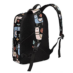 Llama Alpaca Backpack Bookbag Adjustable Shoulder Strap Daypack Travel Hiking Camping Backpacks for Women Teens