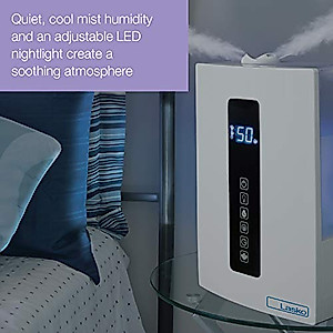 Lasko UH300 Warm and Cool Humidistat and Timer, Quiet, Soothing Ultrasonic Dual Mist Humidifiers for Baby Nursery, Bedroom, Kids, Large Room and Home, 4.9L Tank, No Filter, White