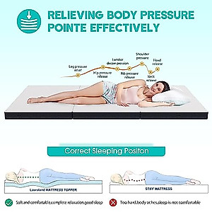 HWGEBY 4 Inch Twin Mattress, Trifold Mattress with Breathable & Washable Cover, Foldable Mattress for Camping, Guest, Floor RV, CertiPUR-US Certified, Folding Mattress - 75" x 38" x 4" (Twin