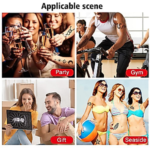 Tiebeauty 20 Sheets Glitter Tattoo Kit, 467 Pcs Henna Tattoo Stencils Airbrush Temporary Tattoos Templates for Girls and Boys Body Art, Suitable as Gift for Family/Friends (Black)