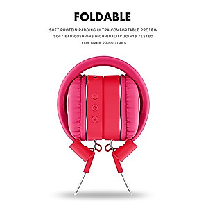 rockpapa K8 Foldable Childrens Kids Wireless Headphones, Bluetooth On Ear Headsets with MIC and Remote Control, Hands-Free Call, Including Wired Mode Pink