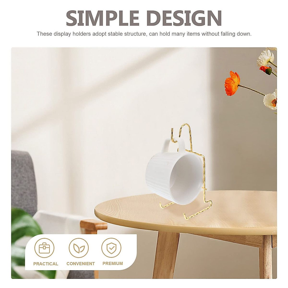 Zerodeko Desktop Stand 2pcs Tea Cup and Saucer Display Stand Holder Rack Teacup Easel Metal Cup Saucer Holder Display Shelf for China Coffee Mug Organizer Wire Gold A Octopus Mug Holder