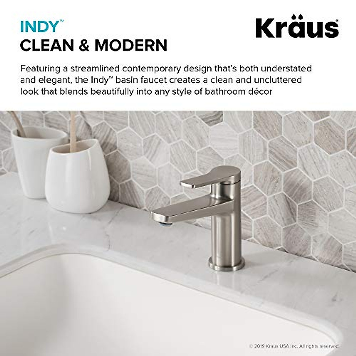 KRAUS Indy Single Handle Basin Bathroom Faucet in Spot Free Stainless Steel, KBF-1401SFS