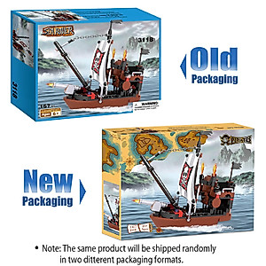 BRICK STORY Pirate Ship Building Blocks with 3 Mini Toy Figures, Boat and Ship Model Pirate Toys Building Kit Pirate Adventure Toys Sets Building Bricks Gifts for Boys Girls Age 6-12 and Up, 167pcs