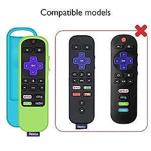 2 Pack Silicone Protective Cases Compatible with TCL Roku TV Steaming Stick 3600R Remote Control, Lightweight Shockproof TV Remote Cover Anti Slip Remote Controller Cover Skin (Glow Blue + Glow Green)