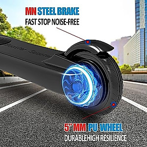 Riding'times Electric Scooter for Kids Ages 4-10, Up to 6.2Mph & 6.2 Miles Range, 5 Inch PU Tire, Ul2272 Certified Approved Kick E Scooter for Boys Girls