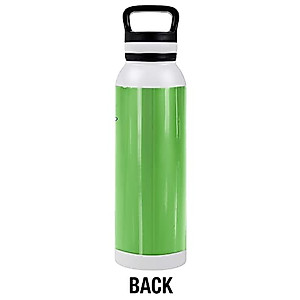 Looney Tunes OFFICIAL Bugs Bunny Green Background 24 oz Insulated Canteen Water Bottle, Leak Resistant, Vacuum Insulated Stainless Steel with Loop Cap, White