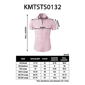 H2H Mens Slim Fit Short Sleeve Dress Shirtsby BLACK US XL/Asia 2XL (KMTSTS0132)