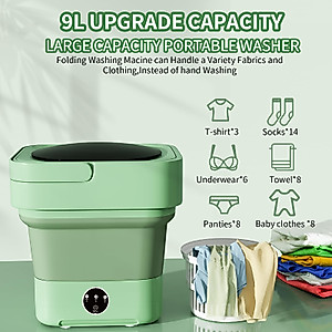 Portable Washing Machine,Mini Washer and Dryer Combo,New Upgraded 9L Large Capacity Foldable Washer.Deep Cleaning of Baby clothes and other Small Clothes.Mini Washing Machine for Apartments, Travel.