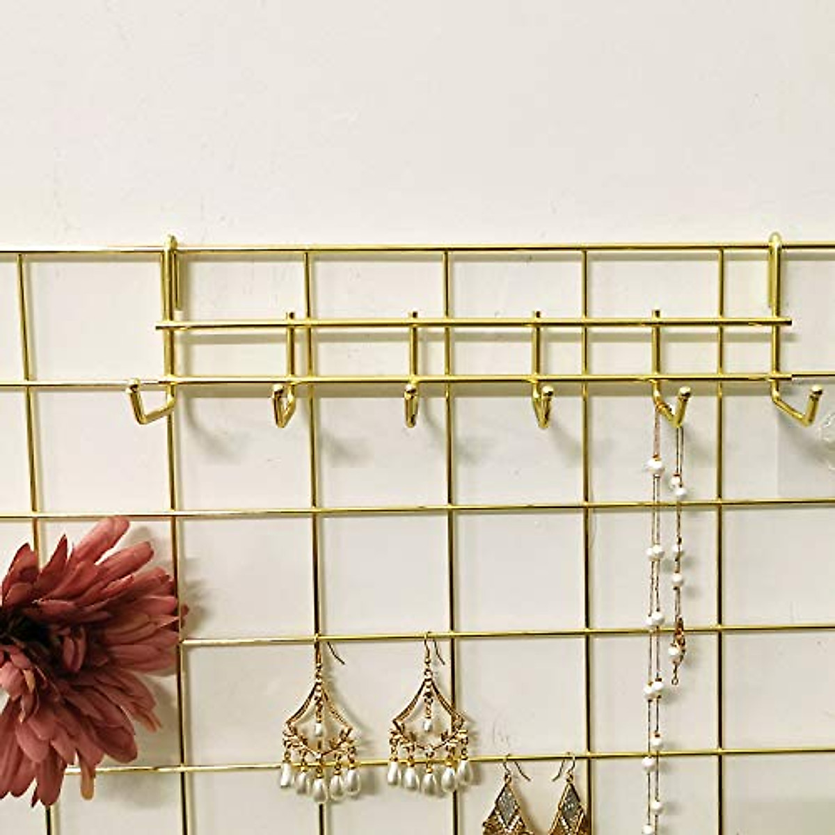 Yash Gold Floating Shelves Set for Wire Wall Grid Panel, Hanging Basket , Hook and Rack ,Wire Metal Storage Shelf Rack 3 in 1 Set Idea for Home and Office