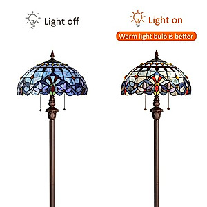 Capulina Tiffany Floor Lamp 2-Light 16" Wide Traditional Art Style Standing Lamp for Living Room Bedroom